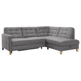 Ecksofa exxpo - SOFA FASHION "Elio, kompakt und komfortabel, bequem, zeitloses Design, L-Form" Sofas Gr. B/H/T: 228cm x 84cm x 174cm, Luxus-Kunstleder, Ottomane rechts, ohne Bettfunktion und Bettkasten, grau (delphin) wahlweise mit Bettfunktion und Bettkasten