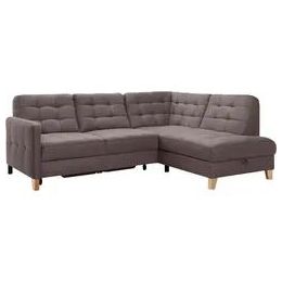 Ecksofa exxpo - SOFA FASHION "Elio, kompakt und komfortabel, bequem, zeitloses Design, L-Form" Sofas Gr. B/H/T: 228cm x 84cm x 174cm, Luxus-Kunstleder, Ottomane rechts, ohne Bettfunktion und Bettkasten, braun wahlweise mit Bettfunktion und Bettkasten