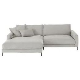 Ecksofa Inosign "Downtown, B/T/H: 272/190/84 cm L-Form" Sofas Gr. B/H/T: 272cm x 84cm x 190cm, Feincord, Recamiere links, silberfarben (silber) weicher Sitzkomfort auch in Cord und Bouclé, incl. Zierkissen