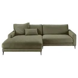 Ecksofa Inosign "Downtown, B/T/H: 272/190/84 cm L-Form" Sofas Gr. B/H/T: 272cm x 84cm x 190cm, Chenille, Recamiere links, grün (oliv) weicher Sitzkomfort auch in Cord und Bouclé, incl. Zierkissen