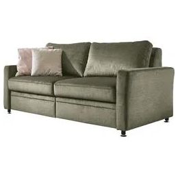 Schlafsofa DIE PLANBAR "MP-PD19021" Sofas Gr. B/H/T: 186cm x 90cm x 100cm, Velours, grün (olive) mit Längsschläferfunktion 80 bzw. 160x210 cm