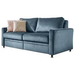 Schlafsofa DIE PLANBAR "MP-PD19021" Sofas Gr. B/H/T: 186cm x 90cm x 100cm, Velours, blau (marine) mit Längsschläferfunktion 80 bzw. 160x210 cm