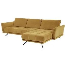 Ecksofa DIE PLANBAR "MP-IN20041 L-Form" Sofas Gr. B/H/T: 285cm x 84cm x 178cm, Velours, Ottomane rechts, ohne Funktion, gelb (curry) optional Sitztiefenverstellung und Kopfstützen