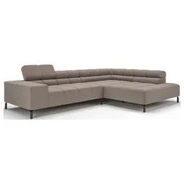 Ecksofa Inosign "Ancona New, wahlweise motorische Sitztiefenverstellung, auch Cord" Sofas Gr. Easy care, Recamiere rechts, ohne Sitztiefenverstellung, beige (taupe) Ecksofa feine Steppung, mit Kopfteilverstellung, 3 Zierkissen, L-Form