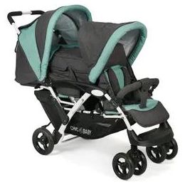 CHIC 4 BABY Geschwisterwagen CHIC4BABY "Duo, melange mint" grün (melange mint) Baby Kinderwagen mit feststellbaren Doppelschwenk-Vorderrädern