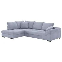 Ecksofa Inosign "Allegro, L-Form" Sofas Gr. B/H/T: 303cm x 86cm x 202cm, Microfaser, Ottomane links, blau (memphis 1676 grau) mit Hochschläfer-Bettauszug, wahlweise Kaltschaum