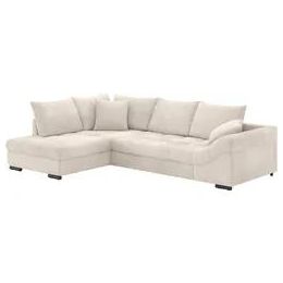 Ecksofa Inosign "Allegro, L-Form" Sofas Gr. B/H/T: 303cm x 86cm x 202cm, Soft clean, Ottomane links, beige (novaclean avanti 4 ecru) mit Hochschläfer-Bettauszug, wahlweise Kaltschaum