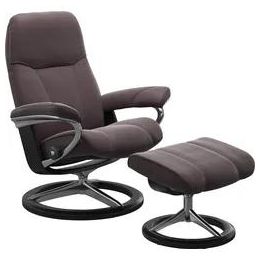 Relaxsessel stressless "Consul" Sessel Gr. Material Bezug, Material Gestell, Ausführung, Maße, rot (bordeaux) mit Hocker, Signature Base, Größe M, Gestell Schwarz