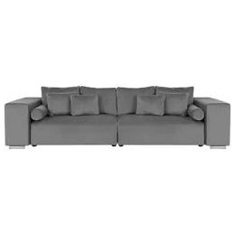 Big-Sofa Inosign "Aliya" Sofas Gr. B/H/T: 290cm x 80cm x 110cm, Samtoptik, grau (hellgrau) incl. Bettfunktion und Bettkasten, Breite 290 cm,incl. Zierkissen