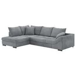 Ecksofa Inosign "Allegro, L-Form" Sofas Gr. B/H/T: 303cm x 86cm x 202cm, Soft clean, Ottomane links, grau (novaclean avanti 1 stone) mit Hochschläfer-Bettauszug, wahlweise Kaltschaum