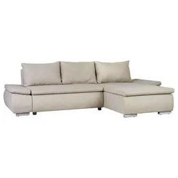 Ecksofa Home Affaire "Acra L-Form" Sofas Gr. B/H/T: 266cm x 83cm x 175cm, Struktur, Recamiere rechts, beige (creme) mit Bettfunktion und Bettkasten, in Mattenoptik