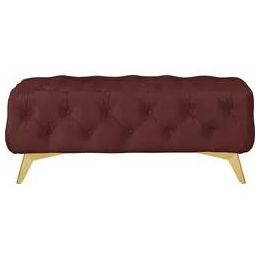 Polsterhocker LEONIQUE "Amaury" Hocker Gr. B/H/T: 120cm x 45cm x 80cm, Samtoptik, Füße goldfarben, rosa (rose) Chesterfield-Optik, Breite 120cm, Fußfarbe wählbar