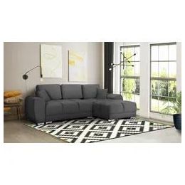 Ecksofa Inosign "Azzuro L-Form" Sofas Gr. B/H/T: 256cm x 90cm x 175cm, Samtoptik, Recamiere rechts, grau (dunkelgrau) incl. Bettfunktion und Bettkasten