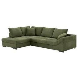 Ecksofa Inosign "Allegro, L-Form" Sofas Gr. B/H/T: 303cm x 86cm x 202cm, Microfaser, Ottomane links, grün (memphis 12 green) mit Hochschläfer-Bettauszug, wahlweise Kaltschaum