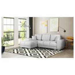 Ecksofa Inosign "Azzuro L-Form" Sofas Gr. B/H/T: 256cm x 90cm x 175cm, Struktur fein, Recamiere links, grau (hellgrau) incl. Bettfunktion und Bettkasten