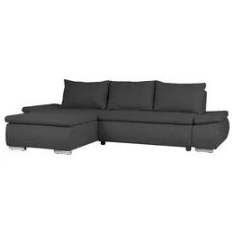 Ecksofa Home Affaire "Acra L-Form" Sofas Gr. B/H/T: 266cm x 83cm x 175cm, Struktur, Recamiere links, grau (anthrazit) mit Bettfunktion und Bettkasten, in Mattenoptik