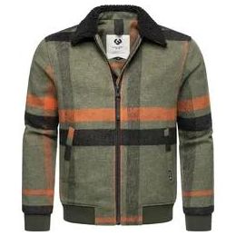 Outdoorjacke Ragwear "Sivval Check" Gr. XXL (56), grün (olivgrün) Herren Jacken Warme Übergangsjacke mit kuscheligem Kragen