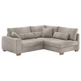 Ecksofa Home Affaire "Helena II, L-Form" Sofas Gr. B/H/T: 227 cm x 68 cm x 190 cm, Veloursstoff, Ottomane rechts, ohne Bettfunktion, grau (taupe) Mit Federkern, wahlweise mit Bett und Taschenfederkern