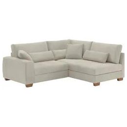 Ecksofa Home Affaire "Helena II, L-Form" Sofas Gr. B/H/T: 227 cm x 68 cm x 190 cm, Material, Ottomane rechts, mit Bettfunktion, grau (taupe) Mit Federkern, wahlweise mit Bett und Taschenfederkern