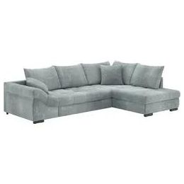 Ecksofa Inosign "Allegro, L-Form" Sofas Gr. B/H/T: 303cm x 86cm x 202cm, Velours, Ottomane rechts, silberfarben (dolce 14 silber) mit Hochschläfer-Bettauszug, wahlweise Kaltschaum