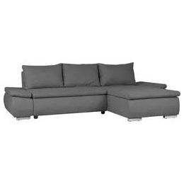 Ecksofa Home Affaire "Acra L-Form" Sofas Gr. B/H/T: 266cm x 83cm x 175cm, Struktur, Recamiere rechts, grau mit Bettfunktion und Bettkasten, in Mattenoptik