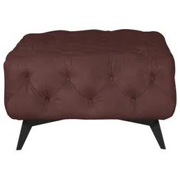 Polsterhocker LEONIQUE "Amaury" Hocker Gr. B/H/T: 80cm x 45cm x 80cm, Samtoptik, Füße schwarz, rosa (rose) Chesterfield-Optik, Breite 80cm, Fußfarbe wählbar