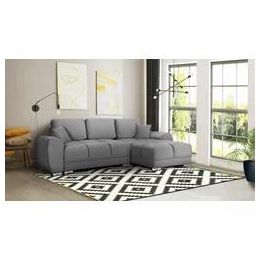 Ecksofa Inosign "Azzuro L-Form" Sofas Gr. B/H/T: 256cm x 90cm x 175cm, Samtoptik, Recamiere rechts, grau (hellgrau) incl. Bettfunktion und Bettkasten