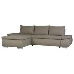 Ecksofa Home Affaire "Acra L-Form" Sofas Gr. B/H/T: 266cm x 83cm x 175cm, Struktur, Recamiere links, braun mit Bettfunktion und Bettkasten, in Mattenoptik