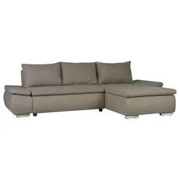 Ecksofa Home Affaire "Acra L-Form" Sofas Gr. B/H/T: 266cm x 83cm x 175cm, Struktur, Recamiere rechts, braun mit Bettfunktion und Bettkasten, in Mattenoptik