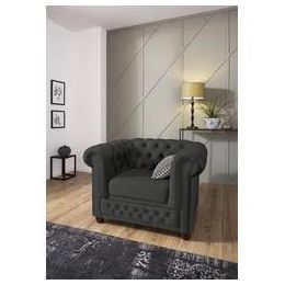 Chesterfield-Sessel Home Affaire "New Castle Sessel" Sessel Gr. Samtoptik, B/H/T: 104 cm x 72 cm x 86 cm, grau (graphit) hochwertige Knopfheftung, BTH: 1048672 cm