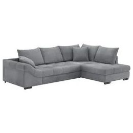 Ecksofa Inosign "Allegro, L-Form" Sofas Gr. B/H/T: 303cm x 86cm x 202cm, Soft clean, Ottomane rechts, grau (novaclean avanti 1 stone) mit Hochschläfer-Bettauszug, wahlweise Kaltschaum