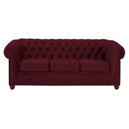 Chesterfield-Sofa Home Affaire "New Castle" Sofas Gr. B/H/T: 203cm x 72cm x 86cm, Samtoptik, rot (bordeaux) mit hochwertiger Knopfheftung in Chesterfield-Design, BTH: 2038672