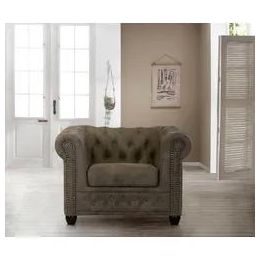 Chesterfield-Sessel Home Affaire "Rysum Sessel" Sessel Gr. Luxus-Microfaser in Lederoptik, B/H/T: 94 cm x 72 cm x 86 cm, grau (stone) passend zur Serie "Rysum" BTH: 948672 cm