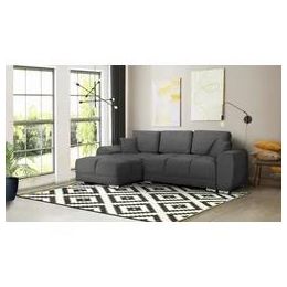 Ecksofa Inosign "Azzuro L-Form" Sofas Gr. B/H/T: 256cm x 90cm x 175cm, Samtoptik, Recamiere links, grau (dunkelgrau) incl. Bettfunktion und Bettkasten