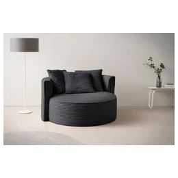 XXL-Sessel LeGer Home by Lena Gercke "Isalie, Sessel in modernen Farben, Lesesessel, Loveseat, Big-Sessel" Gr. Cord, B/H/T: 153cm x 98cm x 145cm, grau (anthrazit) trendige Stoffe, mit 3 Zierkissen, große Sitzfläche, Hocker optional