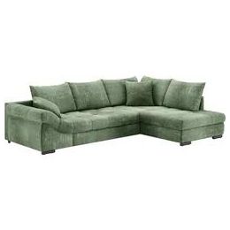 Ecksofa Inosign "Allegro, L-Form" Sofas Gr. B/H/T: 303cm x 86cm x 202cm, Velours, Ottomane rechts, grün (dolce 11 green) mit Hochschläfer-Bettauszug, wahlweise Kaltschaum