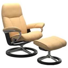 Relaxsessel stressless "Consul" Sessel Gr. Material Bezug, Material Gestell, Ausführung / Funktion, Maße B/H/T, gelb mit Signature Base, Größe S, Gestell Schwarz