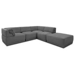 Loungesofa DOMO collection "800007" Sofas Gr. B/H/T: 300cm x 77cm x 300cm, Feinstruktur, Rückenkissen aufstellbar, grau Ecksofa Lounge-Sofa Rückenkissen aufstellbar, unendlich erweiterbar