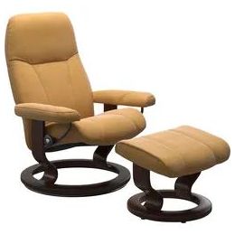 Relaxsessel stressless "Consul" Sessel Gr. Material Bezug, Material Gestell, Ausführung / Funktion, Maße B/H/T, gelb (honey) mit Classic Base, Größe S, Gestell Braun