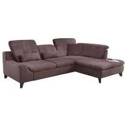 Ecksofa DIE PLANBAR "MP-IN11010 L-Form" Sofas Gr. B/H/T: 281cm x 80cm x 200cm, Flachgewebe-Microfaser, Recamiere rechts, Kopfteilverstellung, rot (wine, wine) mit Kopfteilverstellung, optional Bettfunktion und Schubkasten