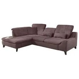 Ecksofa DIE PLANBAR "MP-IN11010 L-Form" Sofas Gr. B/H/T: 281cm x 80cm x 200cm, Flachgewebe-Microfaser, Recamiere links, Kopfteilverstellung, rot (wine, wine) mit Kopfteilverstellung, optional Bettfunktion und Schubkasten