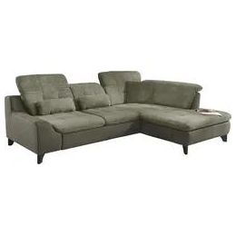 Ecksofa DIE PLANBAR "MP-IN11010 L-Form" Sofas Gr. B/H/T: 281cm x 80cm x 200cm, Flachgewebe-Microfaser, Recamiere rechts, Kopfteilverstellung, grün (grün, moos) mit Kopfteilverstellung, optional Bettfunktion und Schubkasten