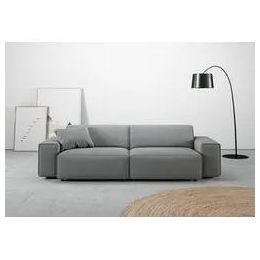 Big-Sofa Andas "Glimminge auch in Breitcord, Feincord + Easy care-Bezug" Sofas Gr. B/H/T: 254cm x 71cm x 101cm, Easy care, grau besondere Kedernähte Zierkissen