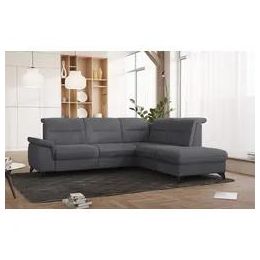 Sit & More Ecksofa SIT & MORE "Astoria L-Form" Sofas Gr. B/H/T: 256cm x 91cm x 225cm, Flachgewebe, Ottomane rechts, ohne Kopfteilverstellung-ohne Armlehnfunktion-ohne Relaxfunktion motorisch im Sofa 2,5-sitzig, grau (anthrazit) wahlweise mit motorischer Relaxfunktion