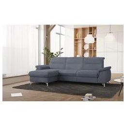 Sit & More Ecksofa SIT & MORE "Astoria L-Form" Sofas Gr. B/H/T: 260cm x 91cm x 175cm, Flachgewebe, Recamiere links, ohne Kopfteilverstellung-ohne Armlehnfunktion-ohne Relaxfunktion motorisch im Sofa 2,5-sitzig-ohne Relaxfunktion motorisch in Recamiere, blau (graublau) wahlweise mit motorischer Relaxfunktion