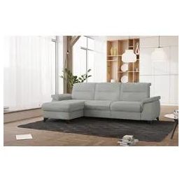 Sit & More Ecksofa SIT & MORE "Astoria L-Form" Sofas Gr. B/H/T: 260cm x 91cm x 175cm, Flachgewebe, Recamiere links, mit Kopfteilverstellung-mit Armlehnfunktion-mit Relaxfunktion motorisch im Sofa 2,5-sitzig-mit Relaxfunktion motorisch in Recamiere, grau (hellgrau) wahlweise mit motorischer Relaxfunktion