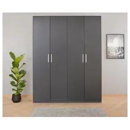 Drehtürenschrank Rauch "Kleiderschrank Schrank Garderobe KOLUNA mit Dekor-Front" Schränke Gr. B/H/T: 181cm x 229cm x 54cm, 4 St., grau (graumetallic) inkl. 2 Innenschubladen sowie extra Einlegeböden MADE IN GERMANY