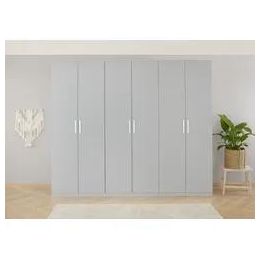 Drehtürenschrank Rauch "Kleiderschrank Schrank Garderobe KOLUNA mit Dekor-Front" Schränke Gr. B/H/T: 271cm x 210cm x 54cm, 6 St., grau (seidengrau) inkl. 2 Innenschubladen sowie extra Einlegeböden MADE IN GERMANY