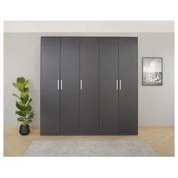 Drehtürenschrank Rauch "Kleiderschrank Schrank Garderobe KOLUNA mit Dekor-Front" Schränke Gr. B/H/T: 226cm x 210cm x 54cm, 5 St., grau (graumetallic) inkl. 2 Innenschubladen sowie extra Einlegeböden MADE IN GERMANY