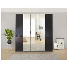 Drehtürenschrank Rauch "Kleiderschrank Schrank Garderobe KOLUNA mit Glastüren und Spiegel" Schränke Gr. B/H/T: 226cm x 229cm x 54cm, 5 St., grau (graumetallic/glas basalt) inkl. 2 Innenschubladen sowie extra Einlegeböden MADE IN GERMANY